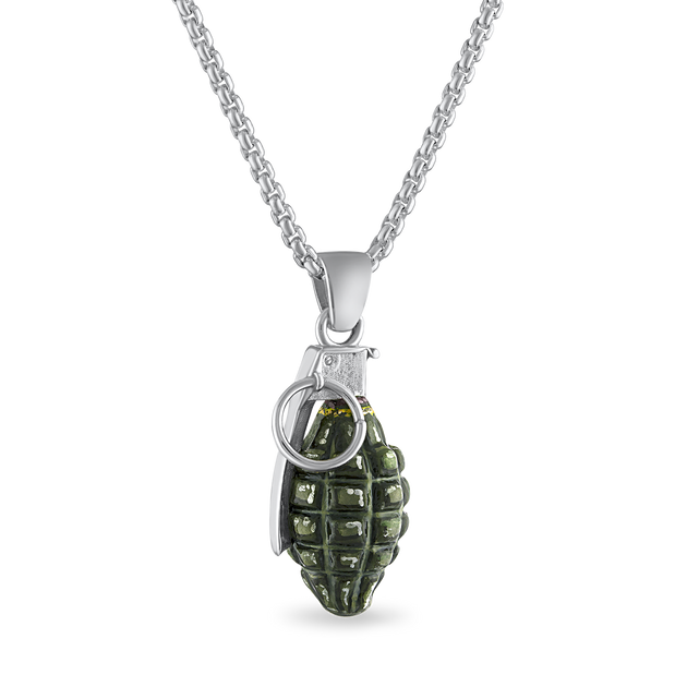 Grenade Pendant Necklace | Men's Black Jewelry - Fils Unique